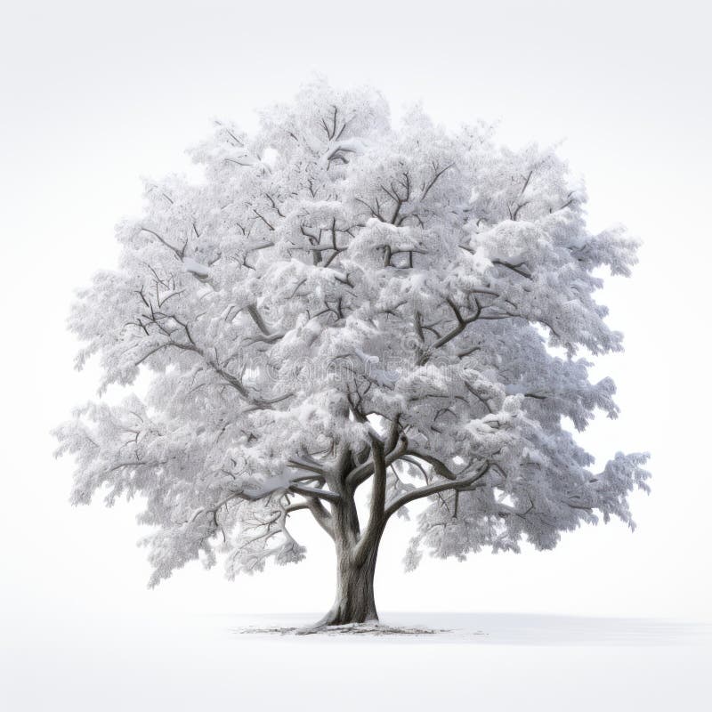 Subtle Monochromatic Tree with Snow - a Stunning 3d Illustration Stock ...