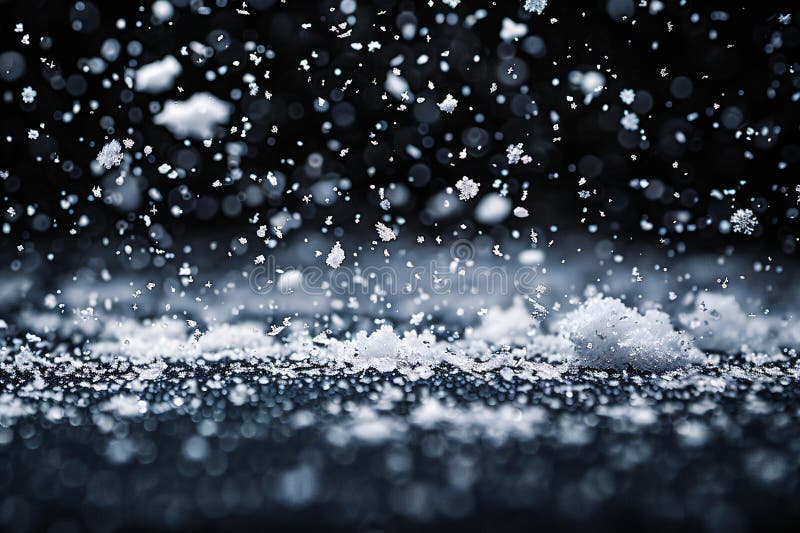 White Snow Falling on a Black Background, with a Snowfall Texture of ...