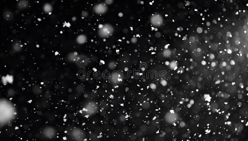 White Snow Falling Down on Black Background Stock Image - Image of ...