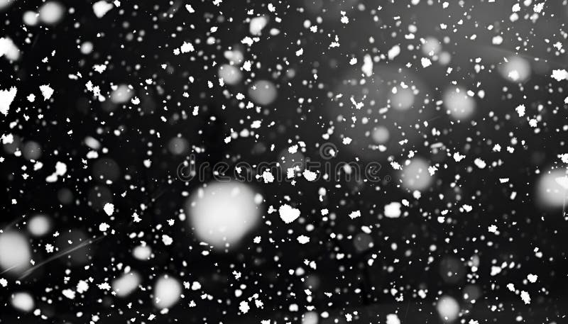 White Snow Falling Down on Black Background Stock Photo - Image of ...