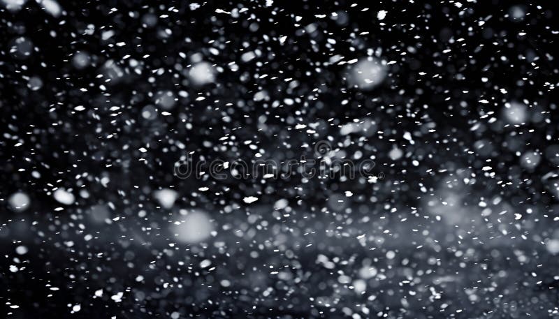 White Snow Falling Down on Black Background Stock Image - Image of ...
