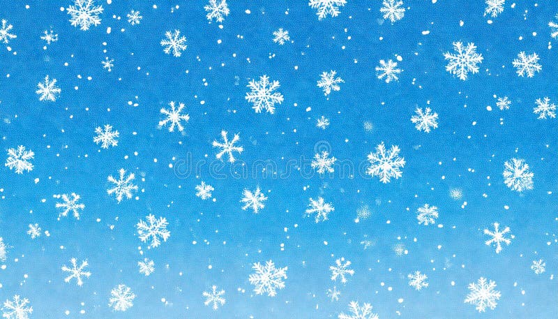 White Snow Falling on Sky Blue Background Seamless Pattern. Flat Style ...