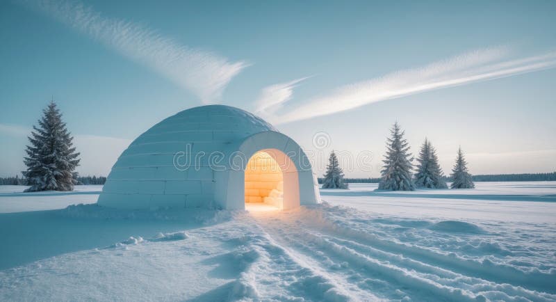 White Snow Igloo Entrance Bright Winter Landscape Stock Photos - Free ...