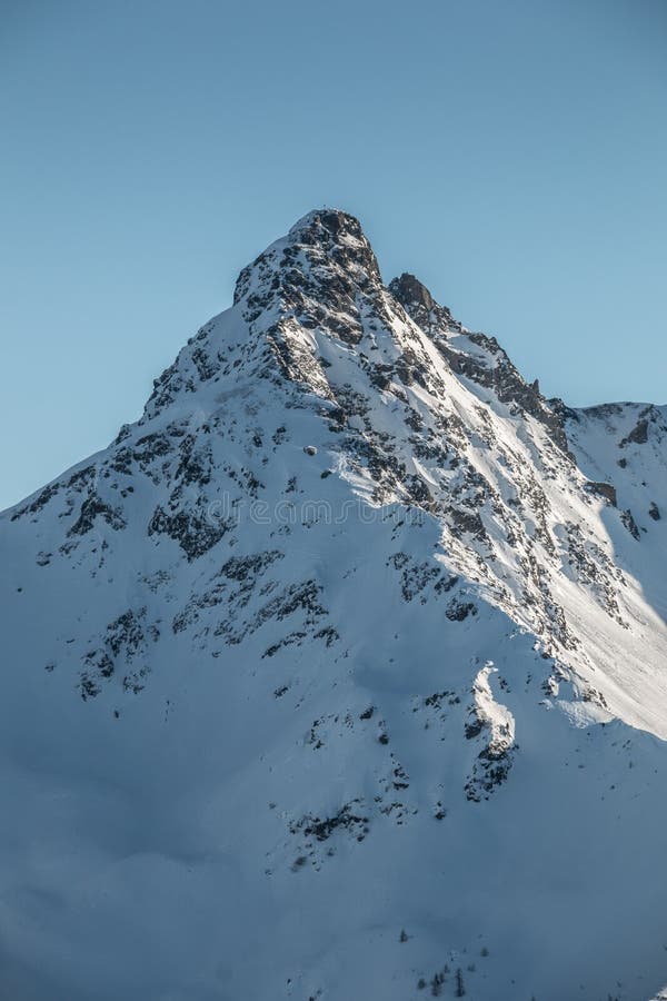 Snow on the Top of the Mountains Stock Image - Image of lodge, gear ...