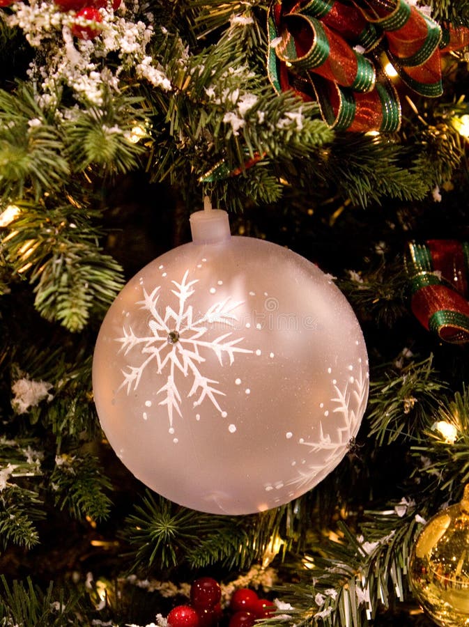White Snowflake Ball Christmas Ornament Stock Image - Image of globe ...