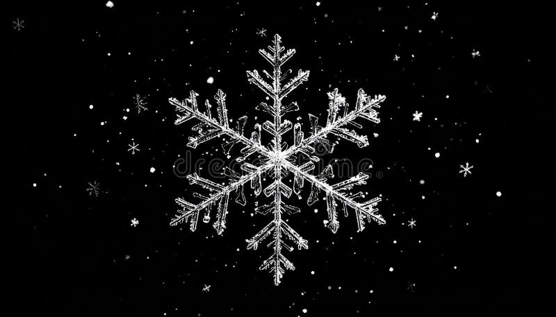 White Snowflake on Black Background Winter Holiday Design Stock ...
