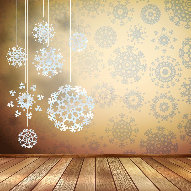 Beige Wall with Spot Lights Wooden Floor. EPS 10 Stock Vector ...