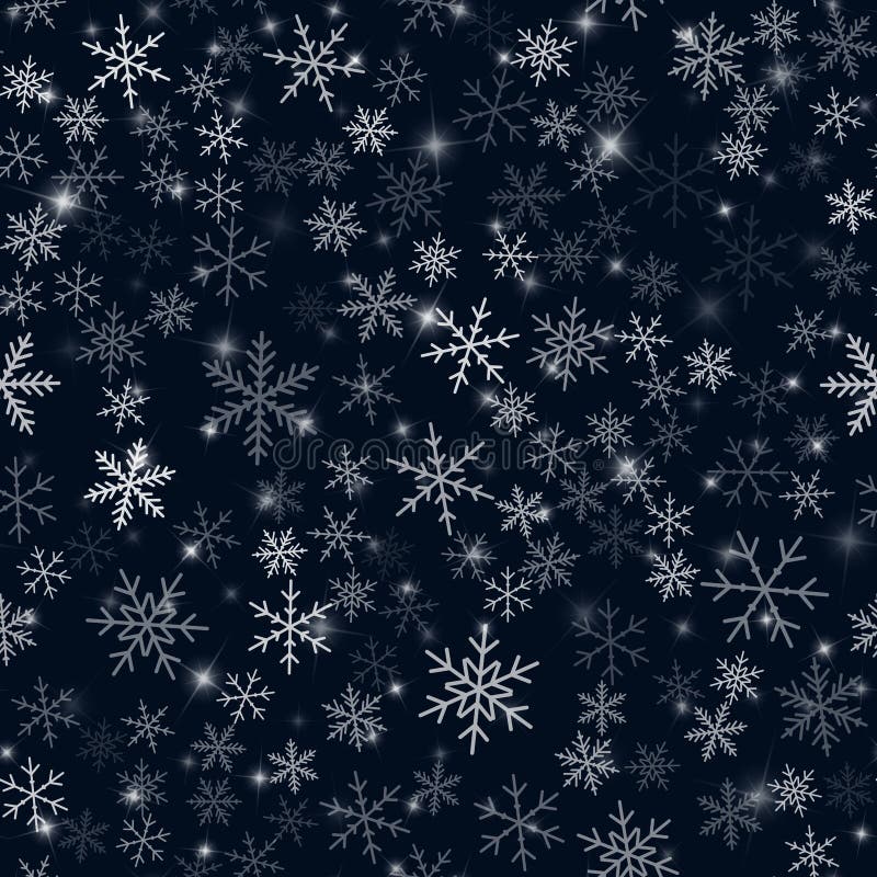 White Snowflakes Pattern on Black Christmas. Stock Vector ...