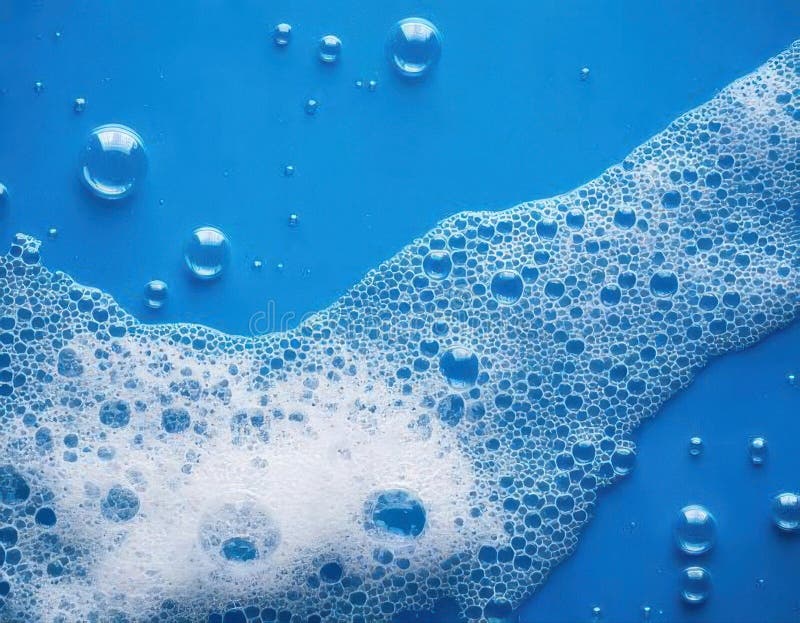 White Soap Foam Bubbles on a Blue Background Stock Illustration ...