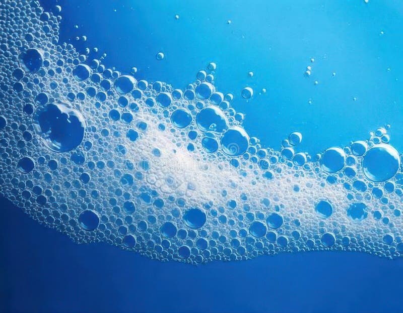 White Soap Foam Bubbles on a Blue Background Stock Illustration ...