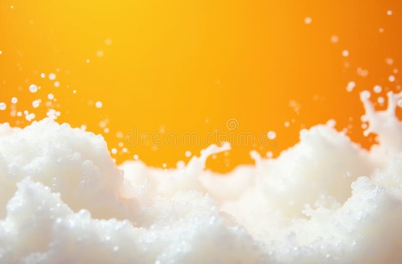 White Soap Suds and Bubbles on Orange Background 6-1-2025 Stock ...
