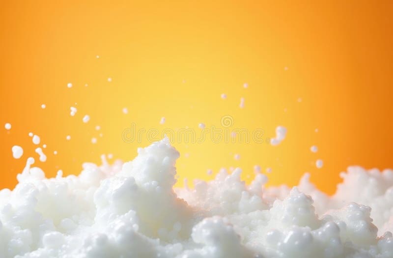White Soap Suds and Bubbles on Orange Background 6-1-2025 Stock ...
