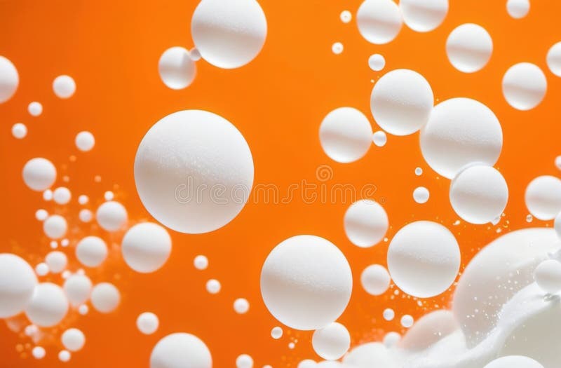 White Soap Suds and Bubbles on Orange Background 6-1-2025 Stock ...