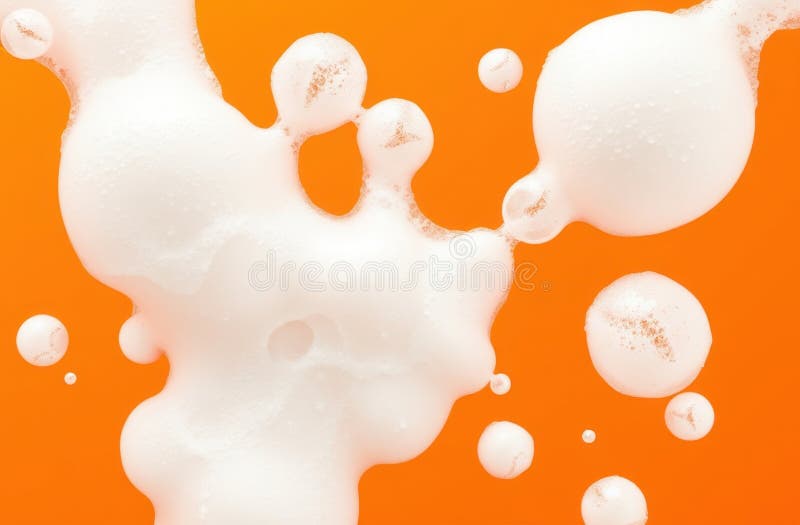White Soap Suds and Bubbles on Orange Background 6-1-2025 Stock ...