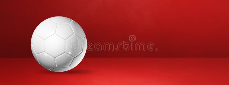 White Soccer Ball on a Red Studio Banner Stock Illustration ...