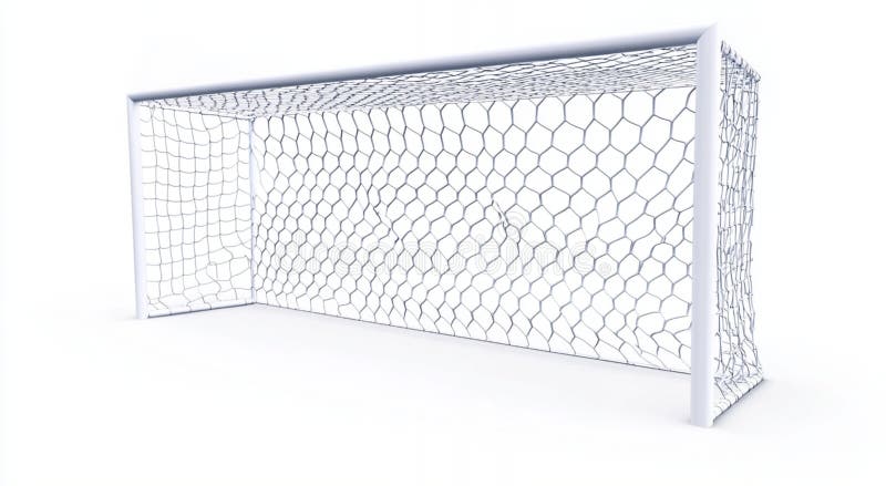 White Soccer Goal Net Realistic 3D Model Isolated White Background ...