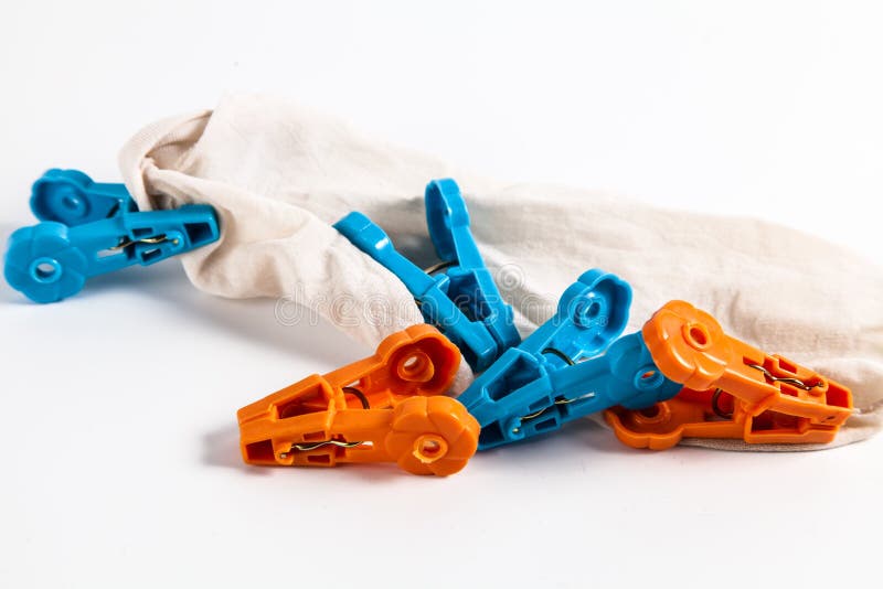 White Sock Hanging on Plastic Clothes Stock Photo - Image of household ...