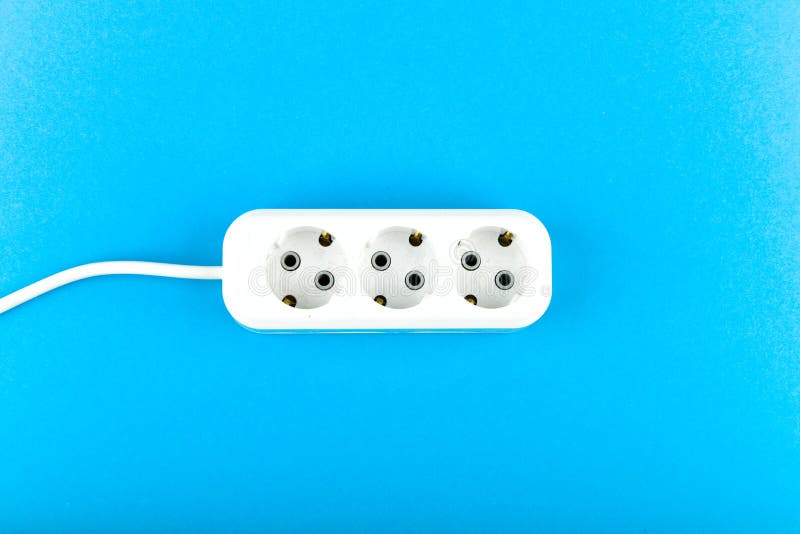 White Socket with Wire. View from Above. on a Blue Background. White ...