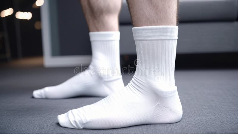 White Socks Close Up on Man S Feet Stock Image - Image of close, home ...