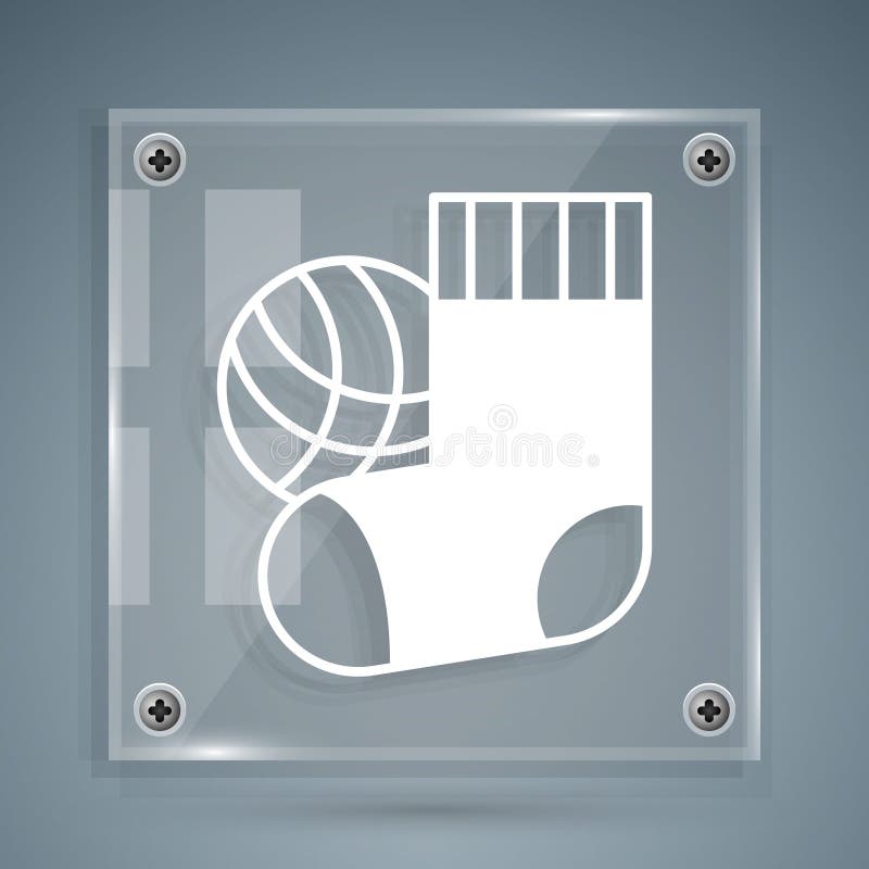 White Socks Icon Isolated on Grey Background. Square Glass Panels Stock ...