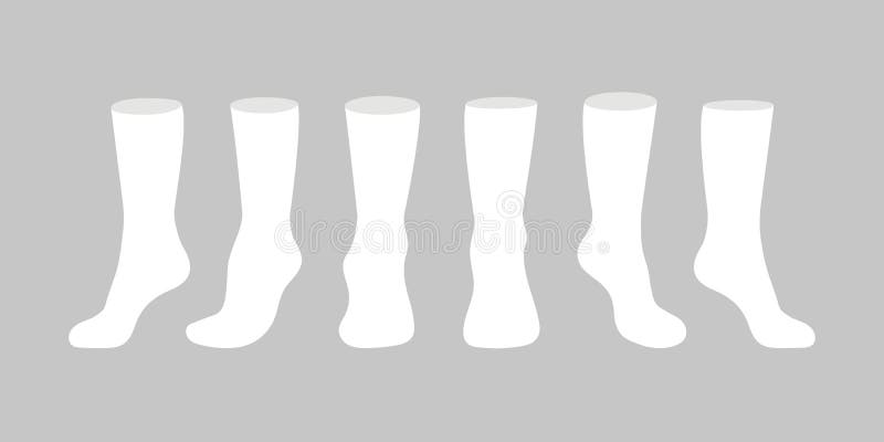 White Socks Template Mockup Flat Style Design Vector Illustration Set ...