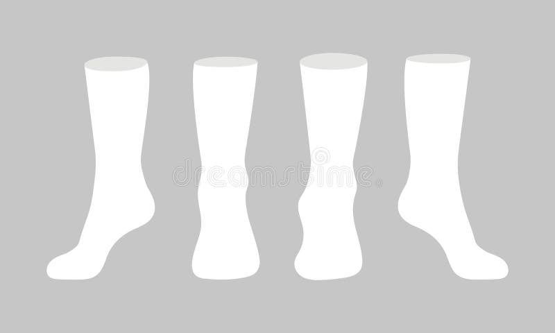 White Socks Template Mockup Flat Style Design Vector Illustration Set ...