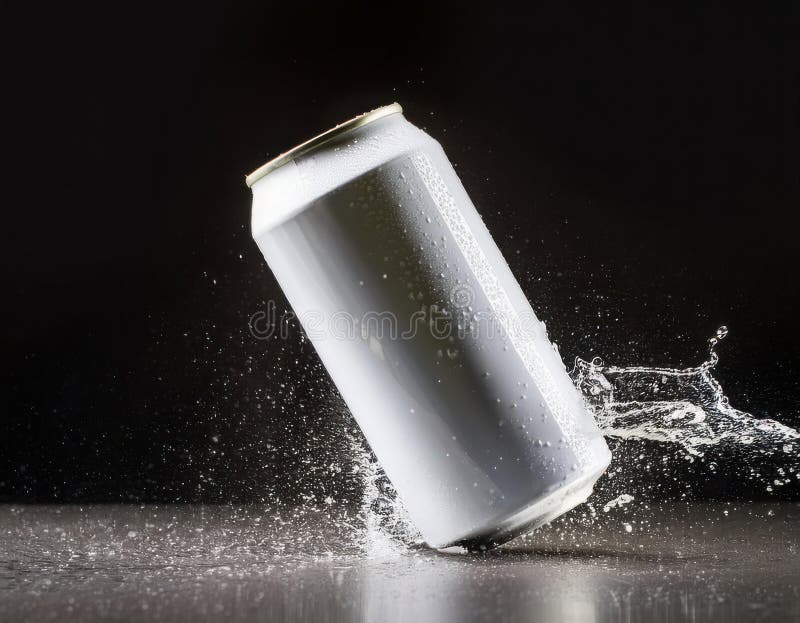 White Soda Can Capturing the Energy of a Powerful Water Burst Stock ...