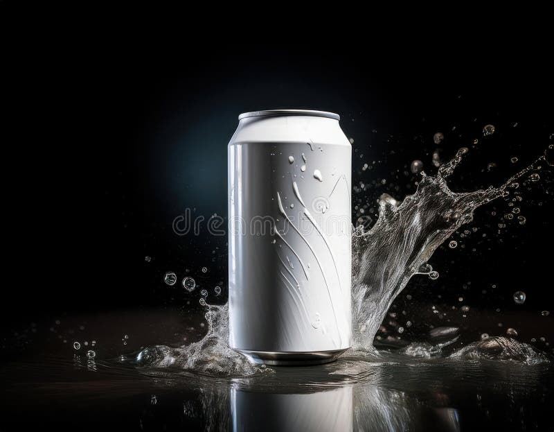 White Soda Can with Elegant Streaking Water Splash Stock Image - Image ...