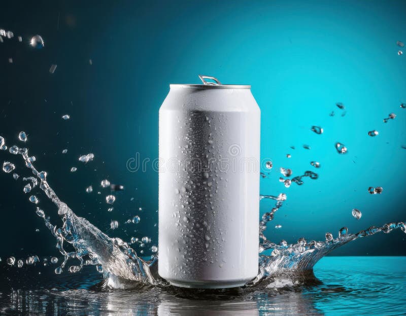 Surreal Water Motion Surrounding a Floating White Soda Can Stock Image ...