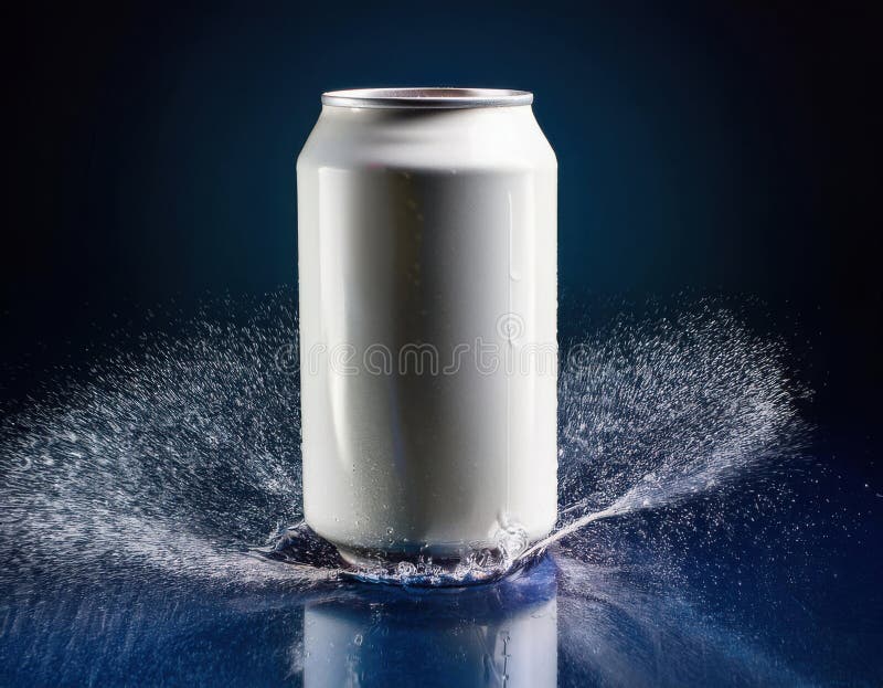 A Dynamic White Soda Can Captured with a Perfect Ripple Motion Stock ...