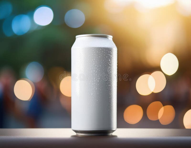 White Soda Can Highlighted by a Magical Blurred Light Effect Stock ...