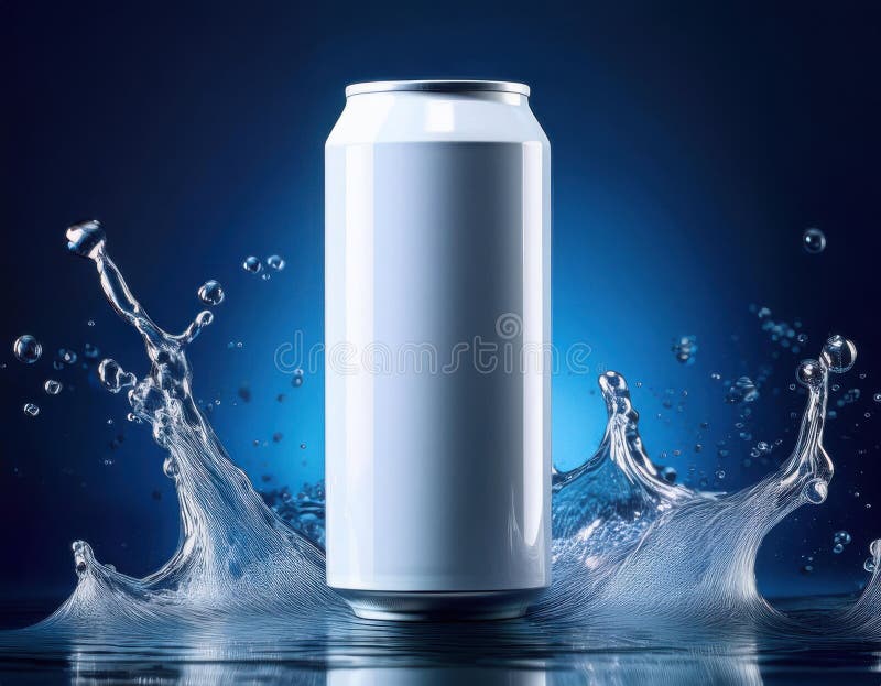 White Soda Can Mockup Shining with a Dynamic Water Glow Stock ...