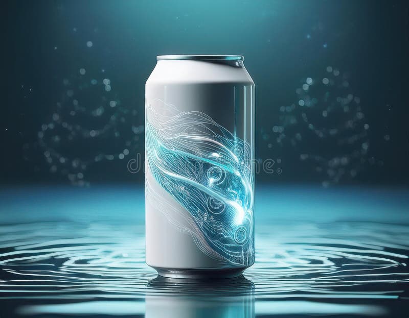 White Soda Can with a Cutting-Edge Holographic Interface Responding To ...