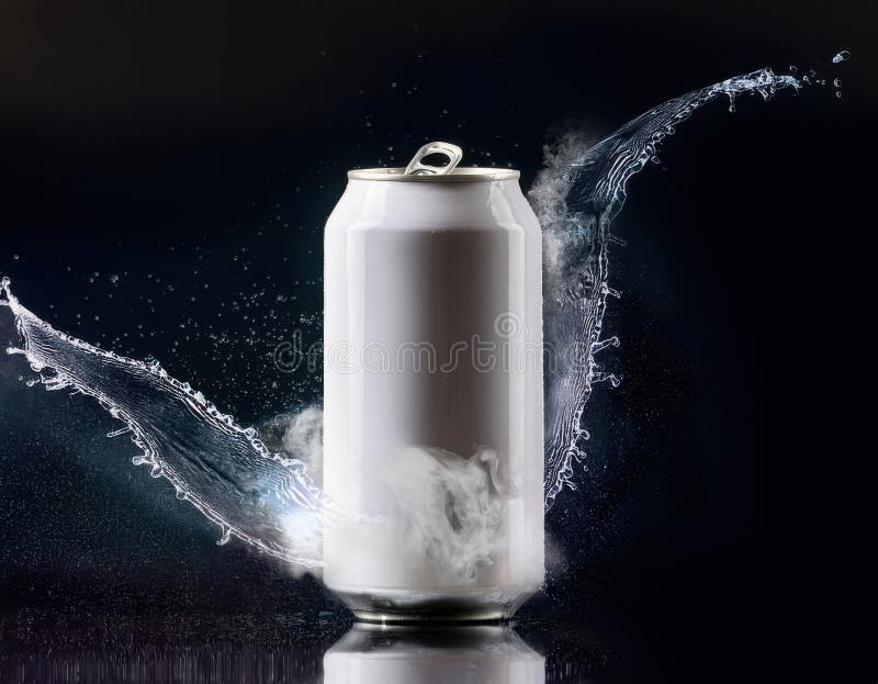 White Soda Can in a Soft and Smoky Water Effect Stock Illustration ...