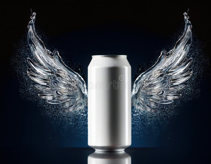 A White Soda Can Highlighted by a Wing-Like Water Splash Stock ...