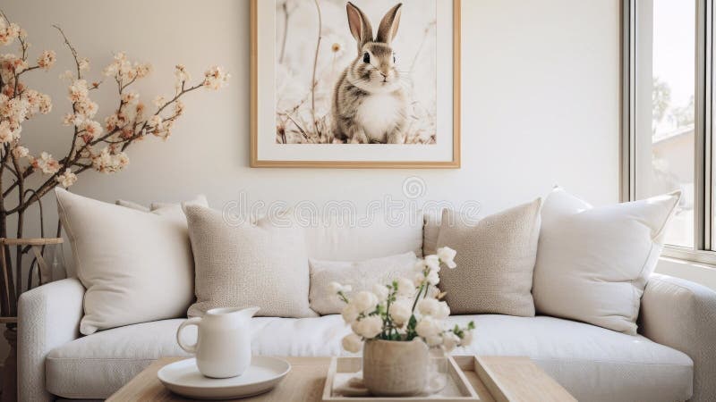 White Sofa with a Rabbit on a Sofa White Sofa with a Rabbit Modern ...