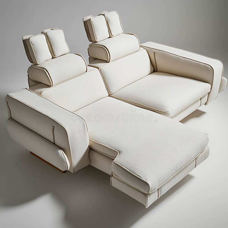 White Sofa with Two Pillows and a Foot Rest Stock Photo - Image of home ...