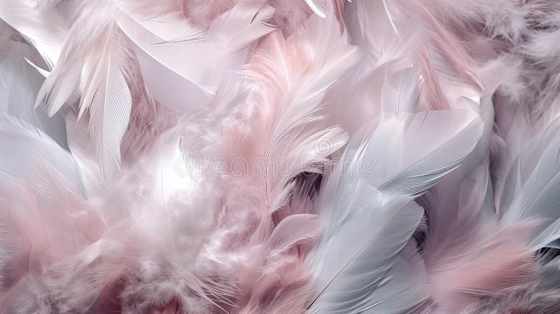 White Soft Feathers and Fur Pattern Texture Background. Pastel Color ...
