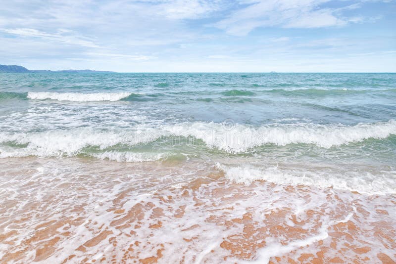 White Soft Wave Rolling Splash on Empty Tropical Sandy Beach Stock ...