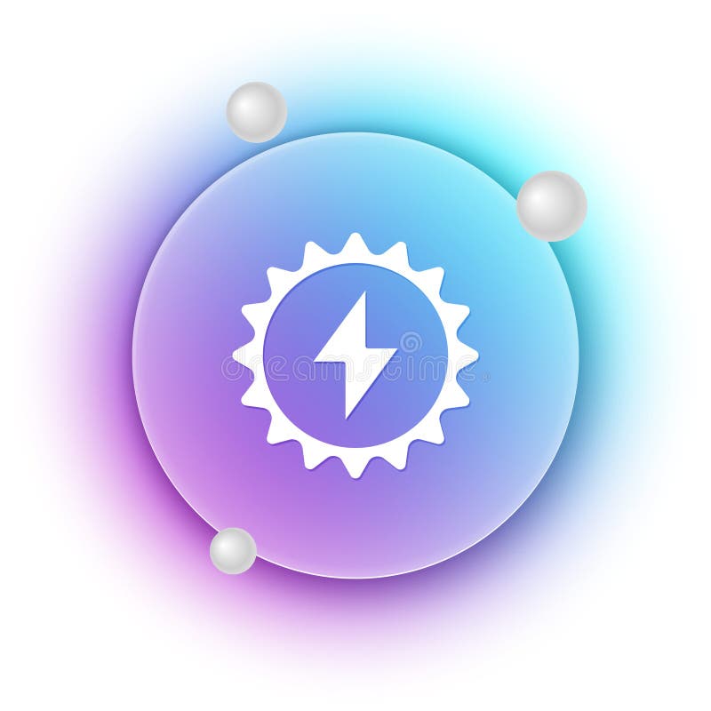 White Solar Energy Panel Icon Isolated on White Background. Sun with Lightning Symbol Stock ...