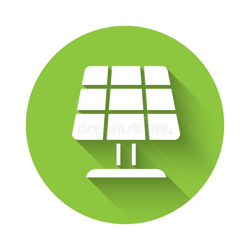 White Solar Energy Panel Icon Isolated with Long Shadow Background. Sun ...