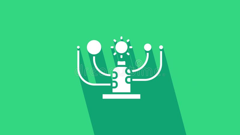 White Solar System Icon Isolated on Green Background. the Planets ...