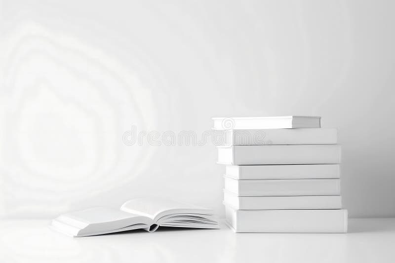 White Solid Background, Several Books Stacked Together. Stack of Books ...