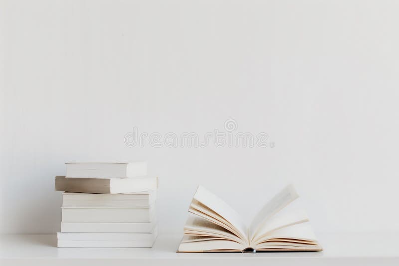 White Solid Background, Several Books Stacked Together. Stack of Books ...