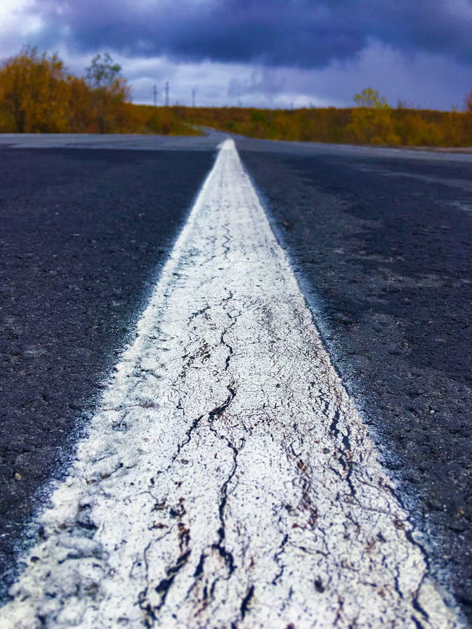 White Solid Line of Road Markings Stock Photo - Image of markings ...