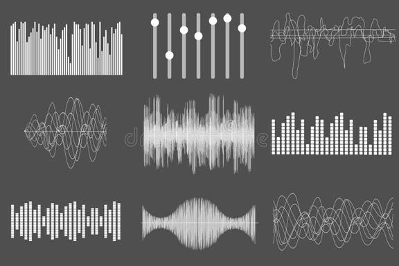 White Sound Music Waves. Audio Technology, Visual Musical Pulse. Vector ...