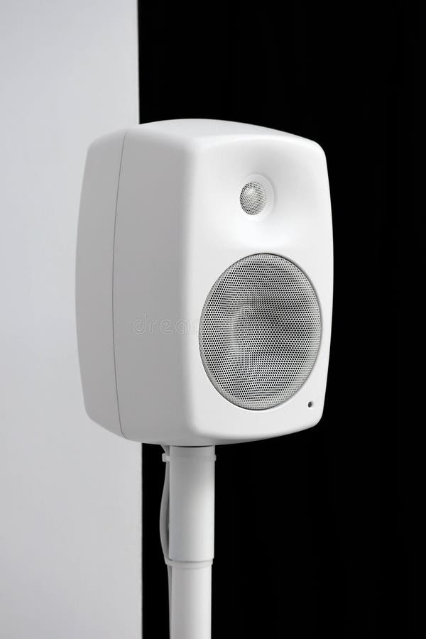 White Sound Speaker on a Leg Stock Photo - Image of control, system ...