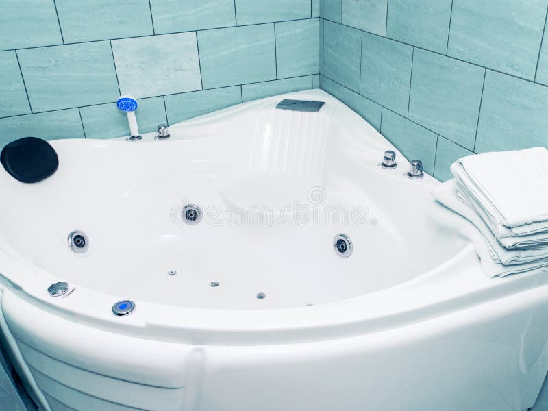 White Spa Bath with Hydromassage Stock Photo - Image of hotel ...