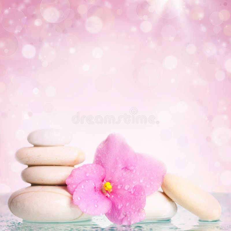 White Spa Stones and Flower on Colorful Background Stock Image - Image ...