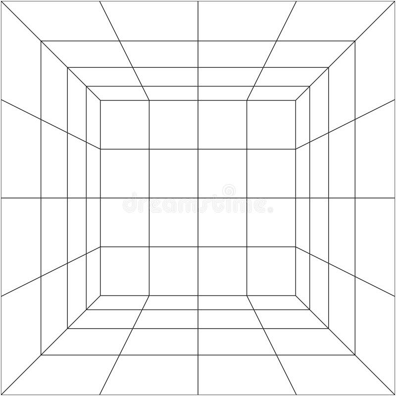 White Space with Perspective Grid Line, 3d Stock Illustration ...